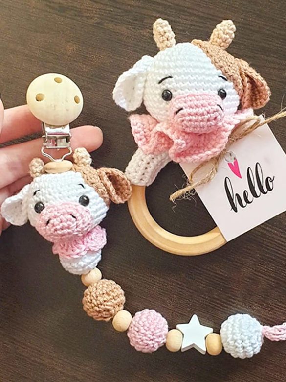 PDF Crochet Cow Pacifier Clip And Rattle Set Amigurumi Free Pattern ...